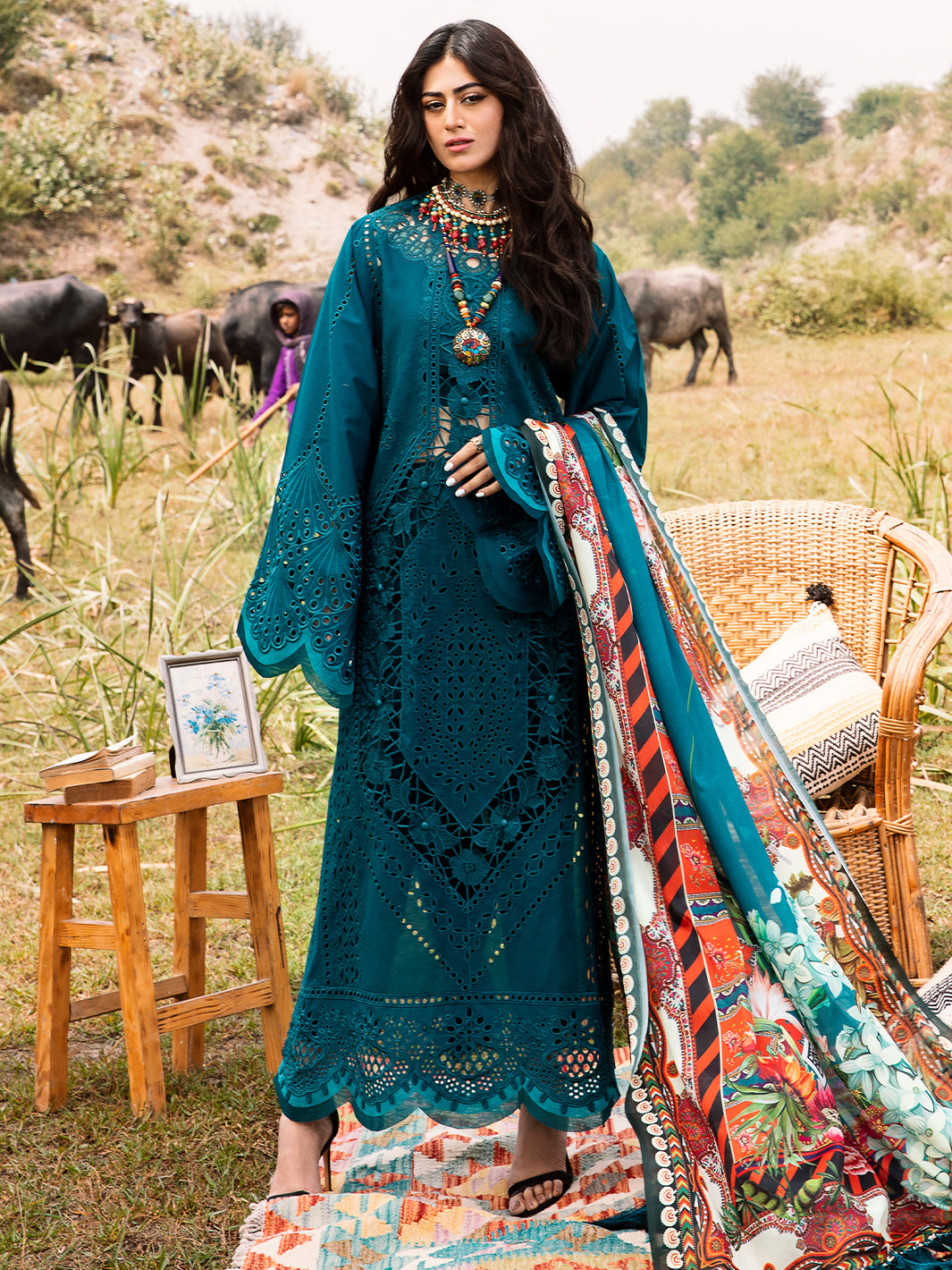 Bin Ilyas Green Chikankari Lawn Embroidery Dress 3pc – Norah